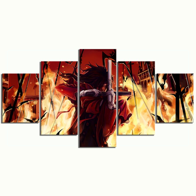 Hellsing Anime 5panel Vampire Artwork Canvas Wall Decor Poster Painting ...