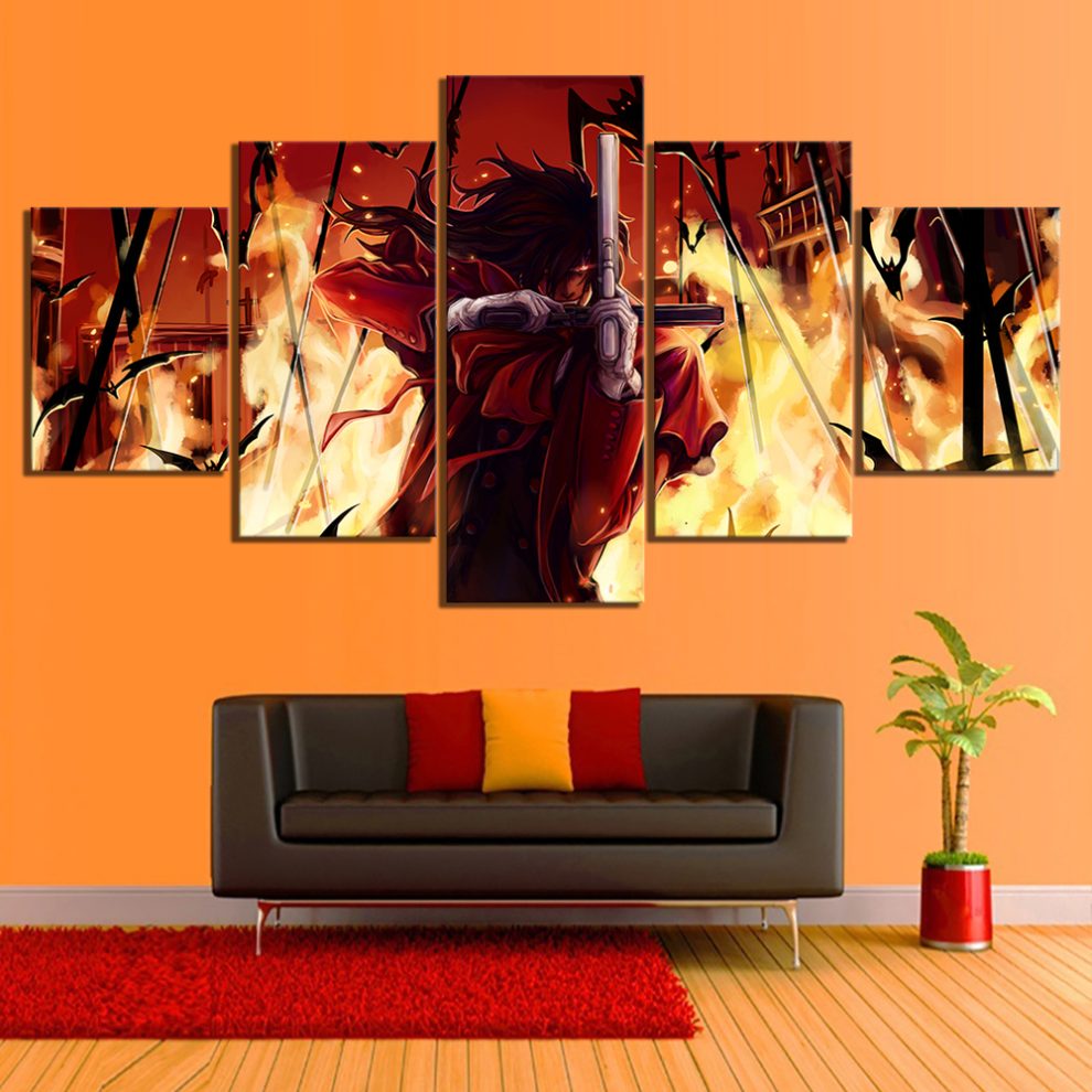 Hellsing Anime 5panel Vampire Artwork Canvas Wall Decor Poster Painting ...